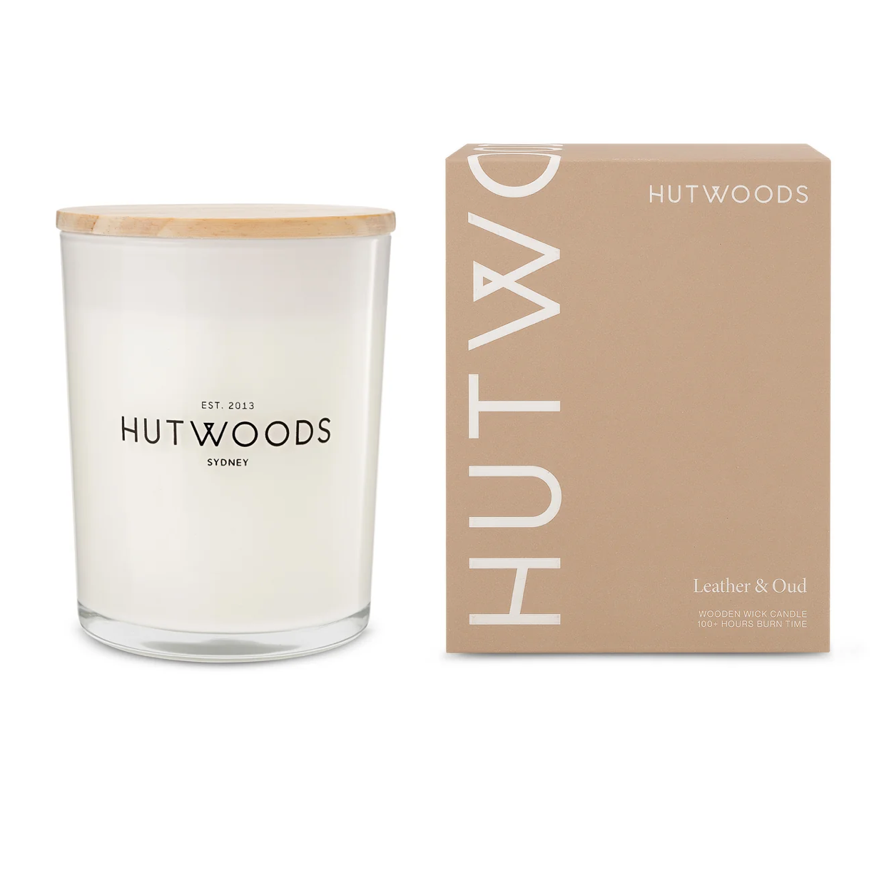 Hutwoods 100+ Hours Leather & Oud Candle | Box & Co